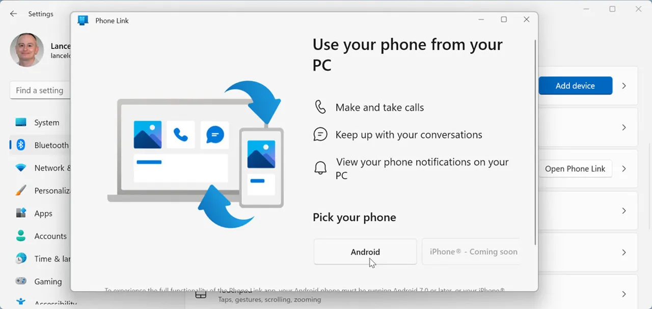 https://aka.ms/startLinking: Link Your iPhone to Windows PC
